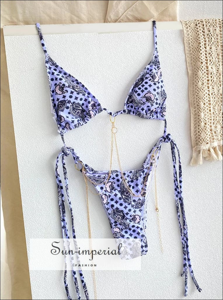 Sun-imperial - women's triangle micro bikini set with chain detail ...