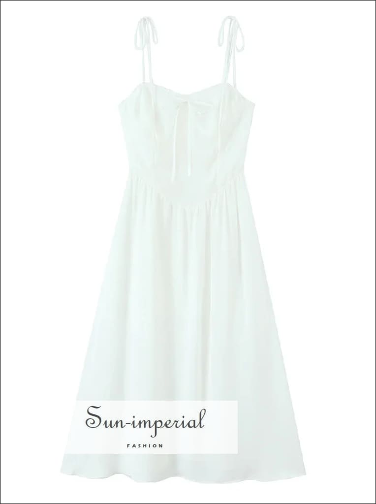 Sun-imperial - women's a-line midi dress with center bow detail – Sun ...