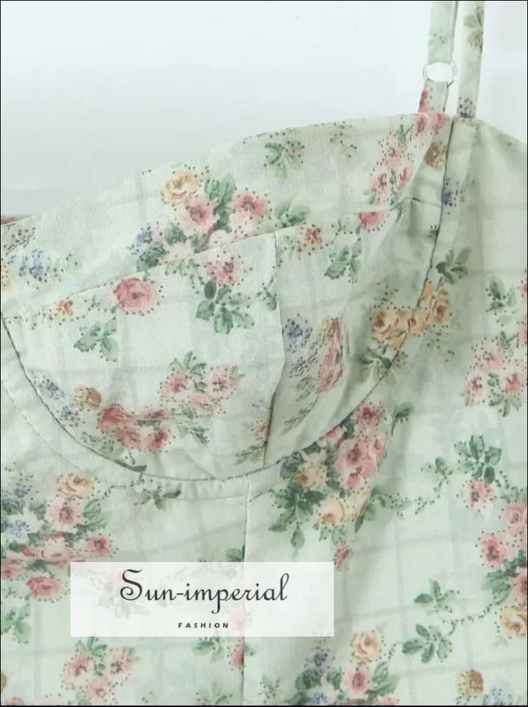 Sun-imperial - women's green floral wired corset style midi dress – Sun ...
