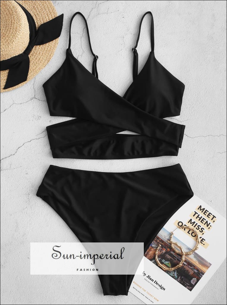 Sun-imperial - crossover high leg tankini swimsuit high waist patchwork ...