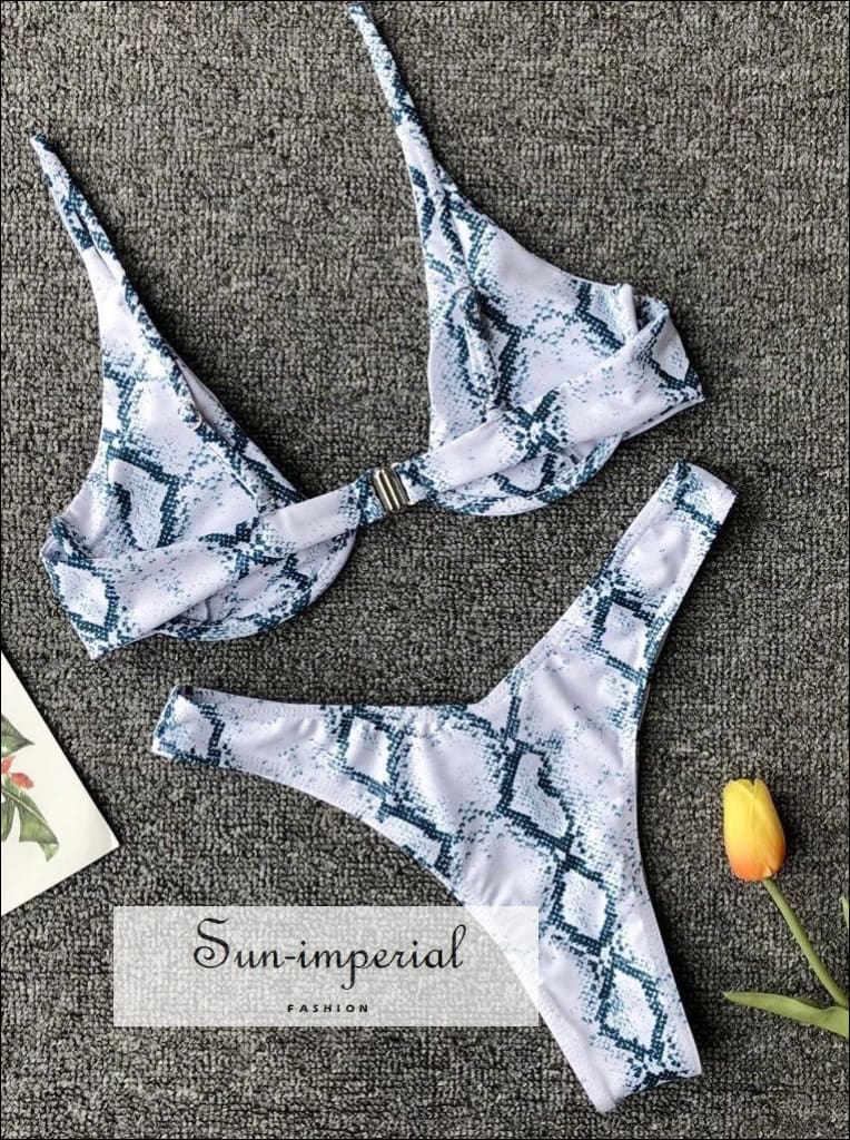 Sun-imperial - snakeskin push up plunge bikini set bathing suit – Sun ...