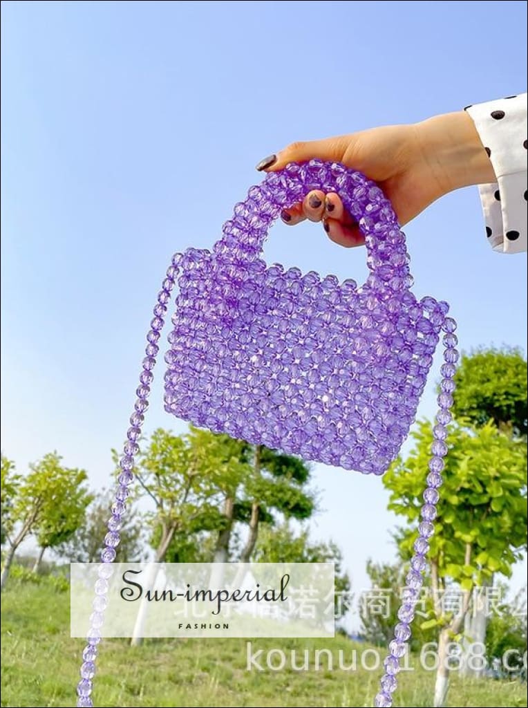 Sun-imperial - women transparent crystal glass pearl bags handbag clear ...