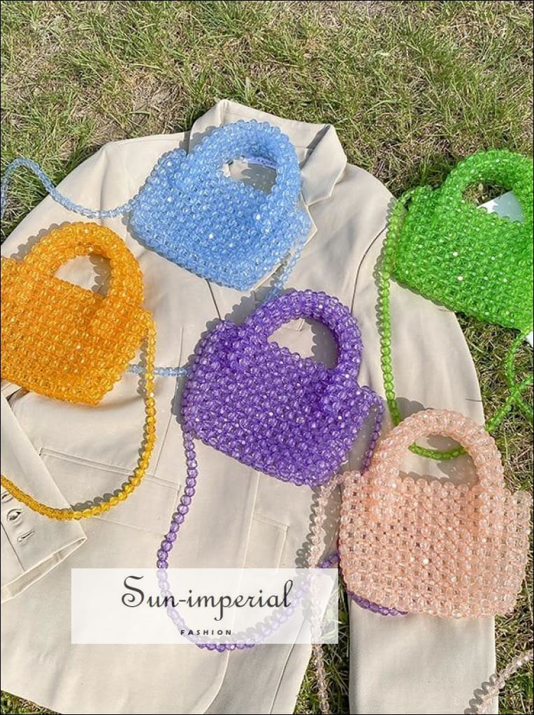 Sun-imperial - women transparent crystal glass pearl bags handbag clear ...