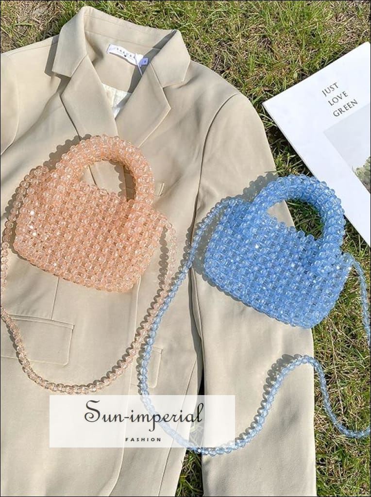Sun-imperial - women transparent crystal glass pearl bags handbag clear ...