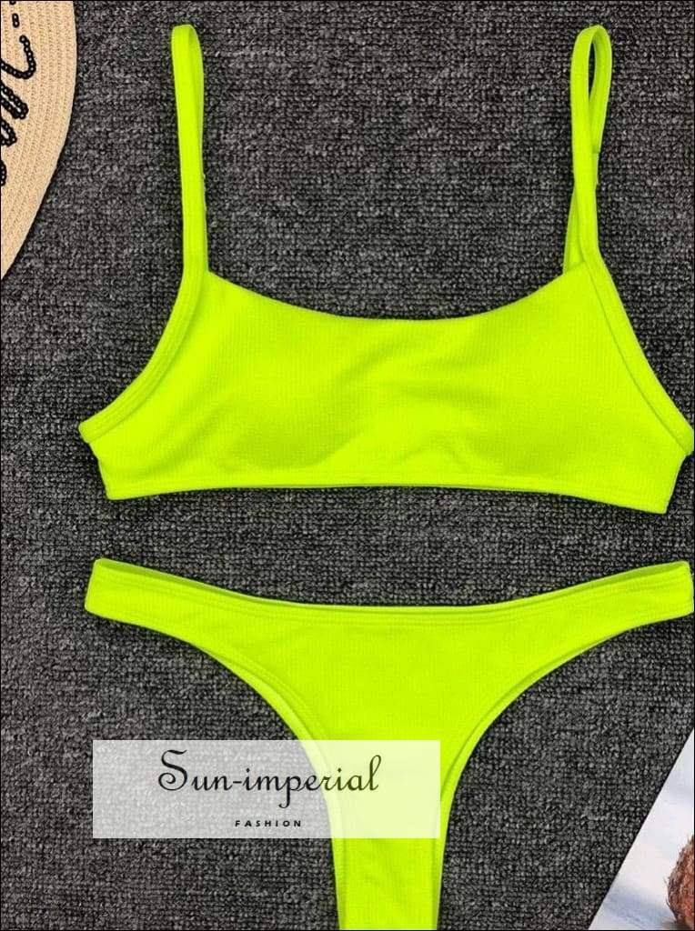 Sun-imperial - yellow ribbed tank bikini set – Sun-Imperial