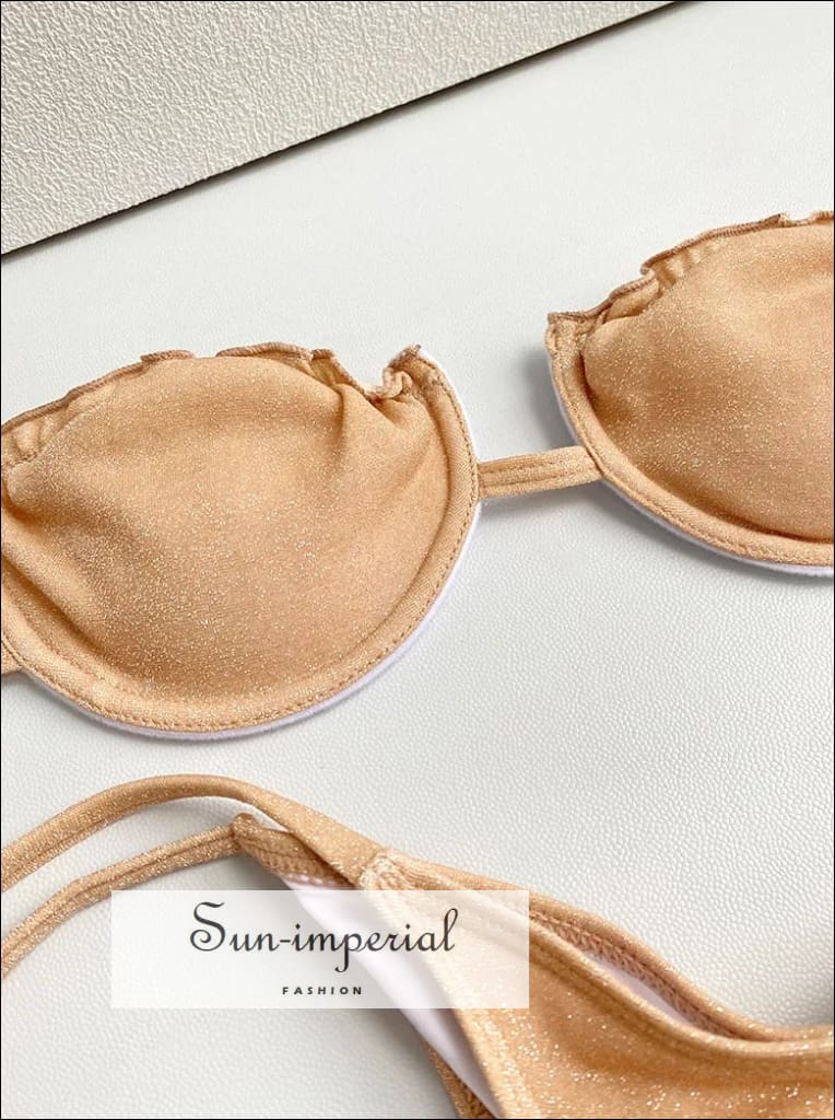 Sun-imperial - women’s sequin gold bikini set with ruffle detail – Sun ...